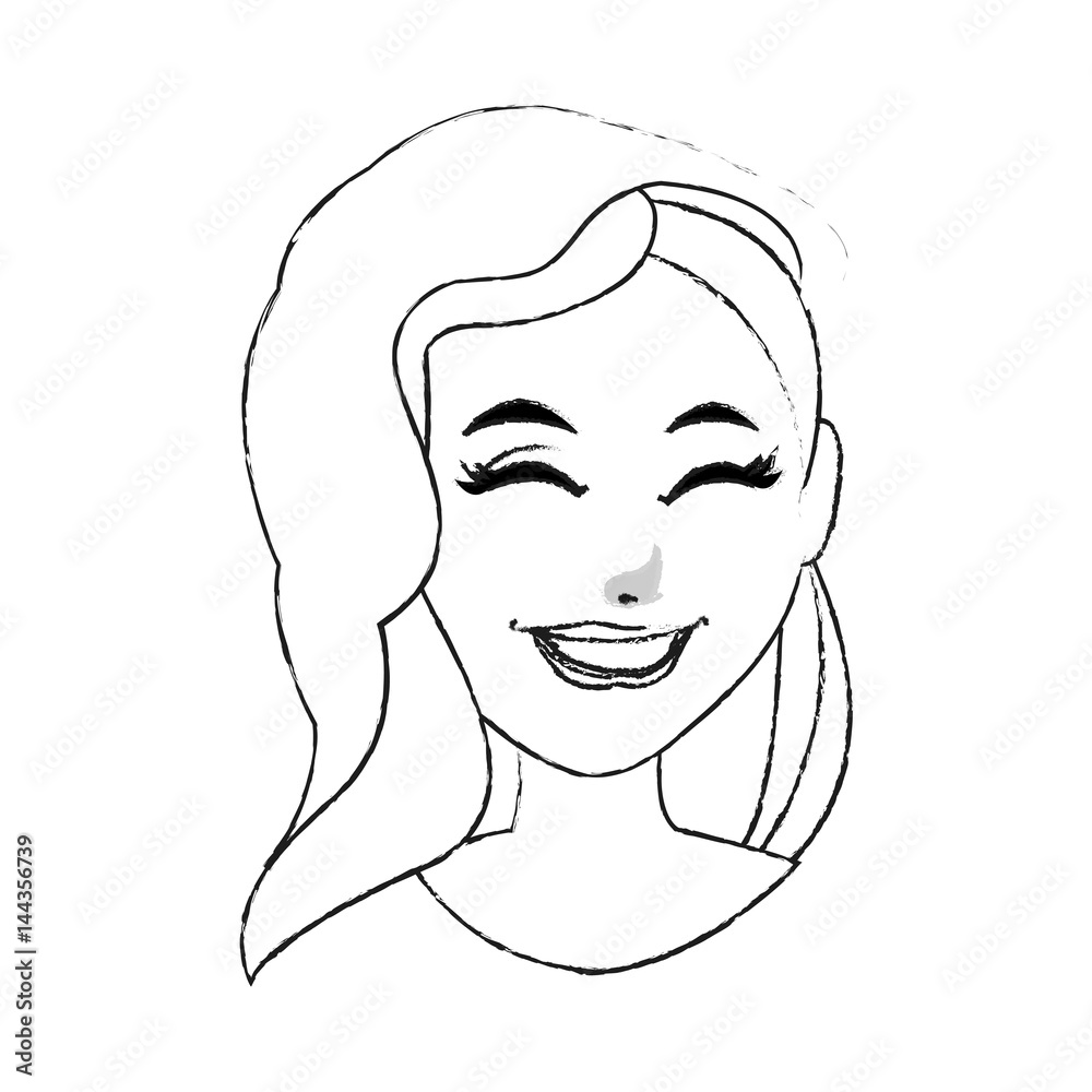 pretty woman laughing icon image vector illustration design black ...