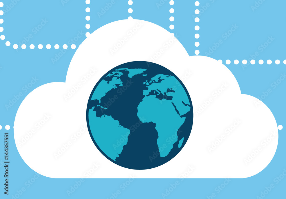 Blue Cloud Computing Digital Data Storage Icons Set Stock Template ...