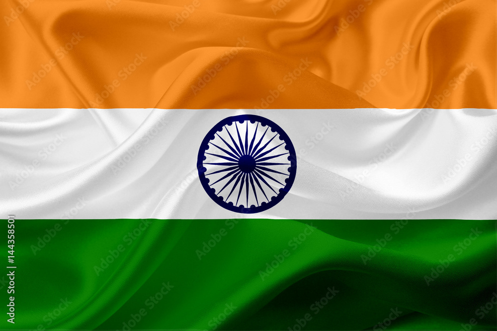 Waving flag of India with fabric texture Stock Photo | Adobe Stock