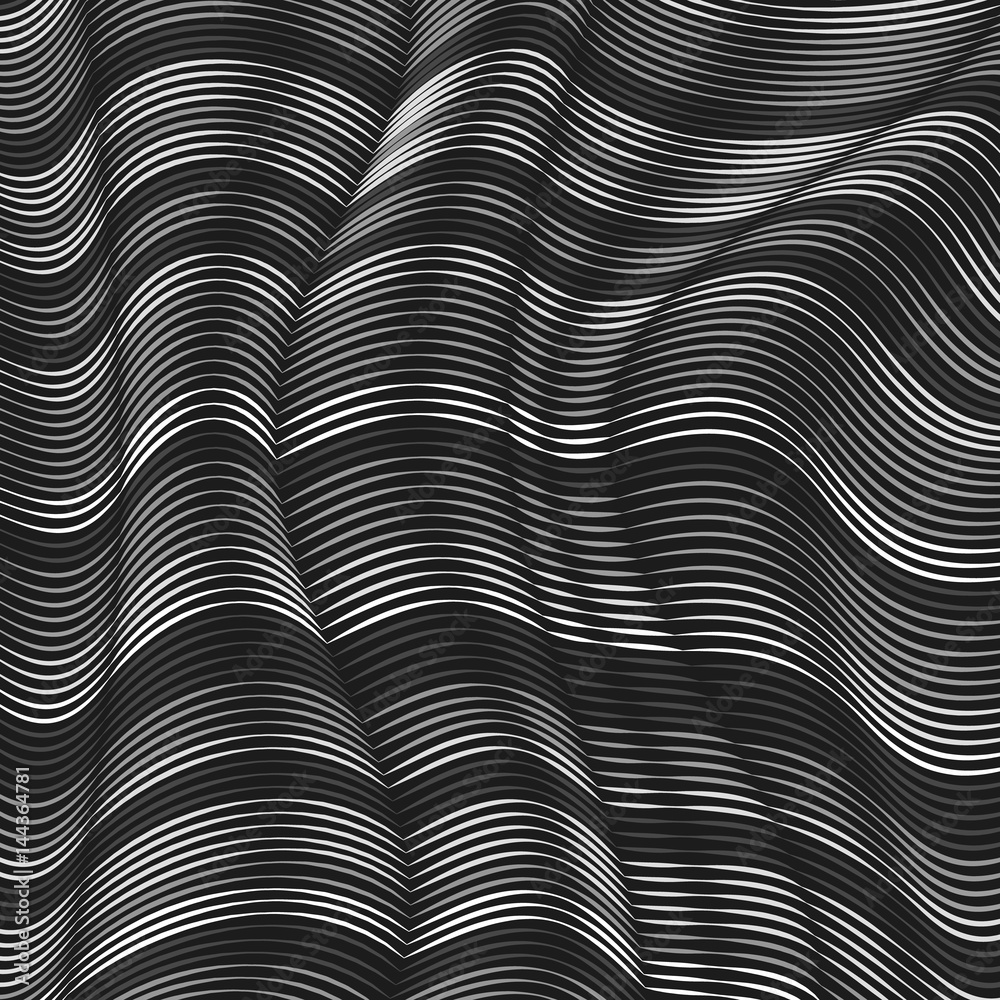 Vector warped lines background. Flexible stripes twisted as silk ...