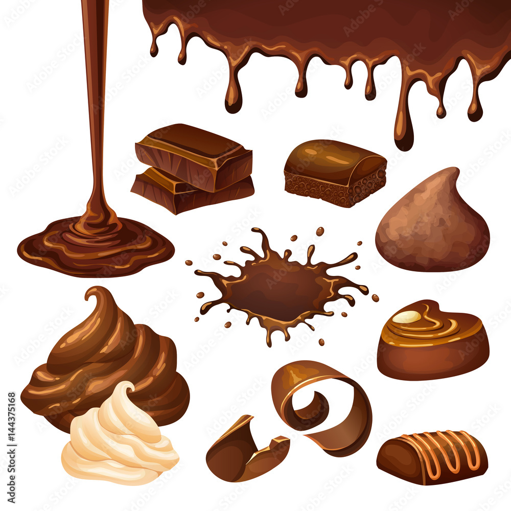 Cartoon Chocolate Elements Set Stock Vector | Adobe Stock
