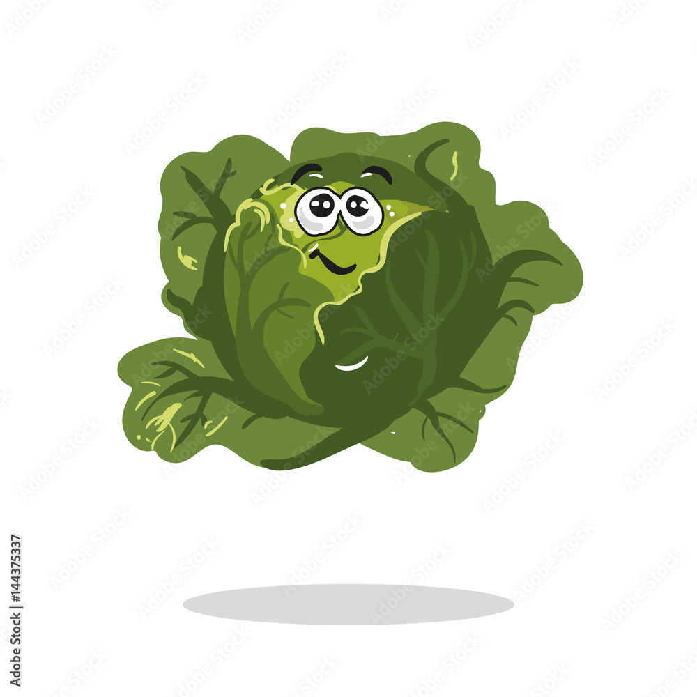 Cabbiage cartoon character with cute face vector Stock Vector | Adobe Stock