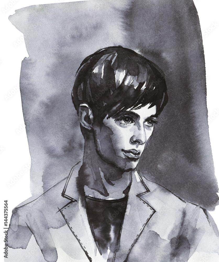 Watercolor Face Man