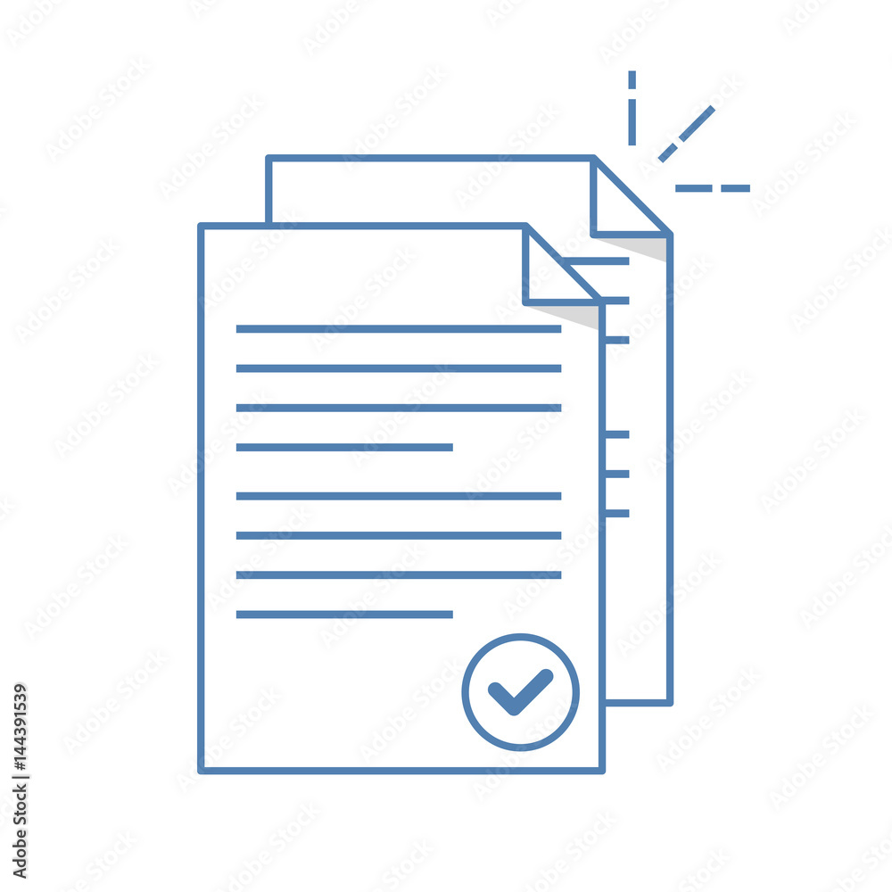 Documents icon. Stack of paper sheets. Confirmed or approved document ...