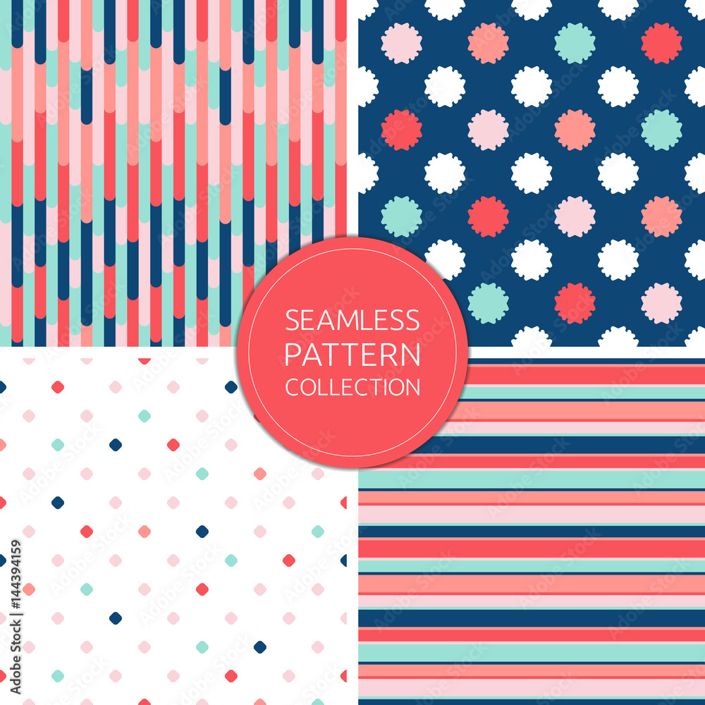 Coral And Navy Pattern Background