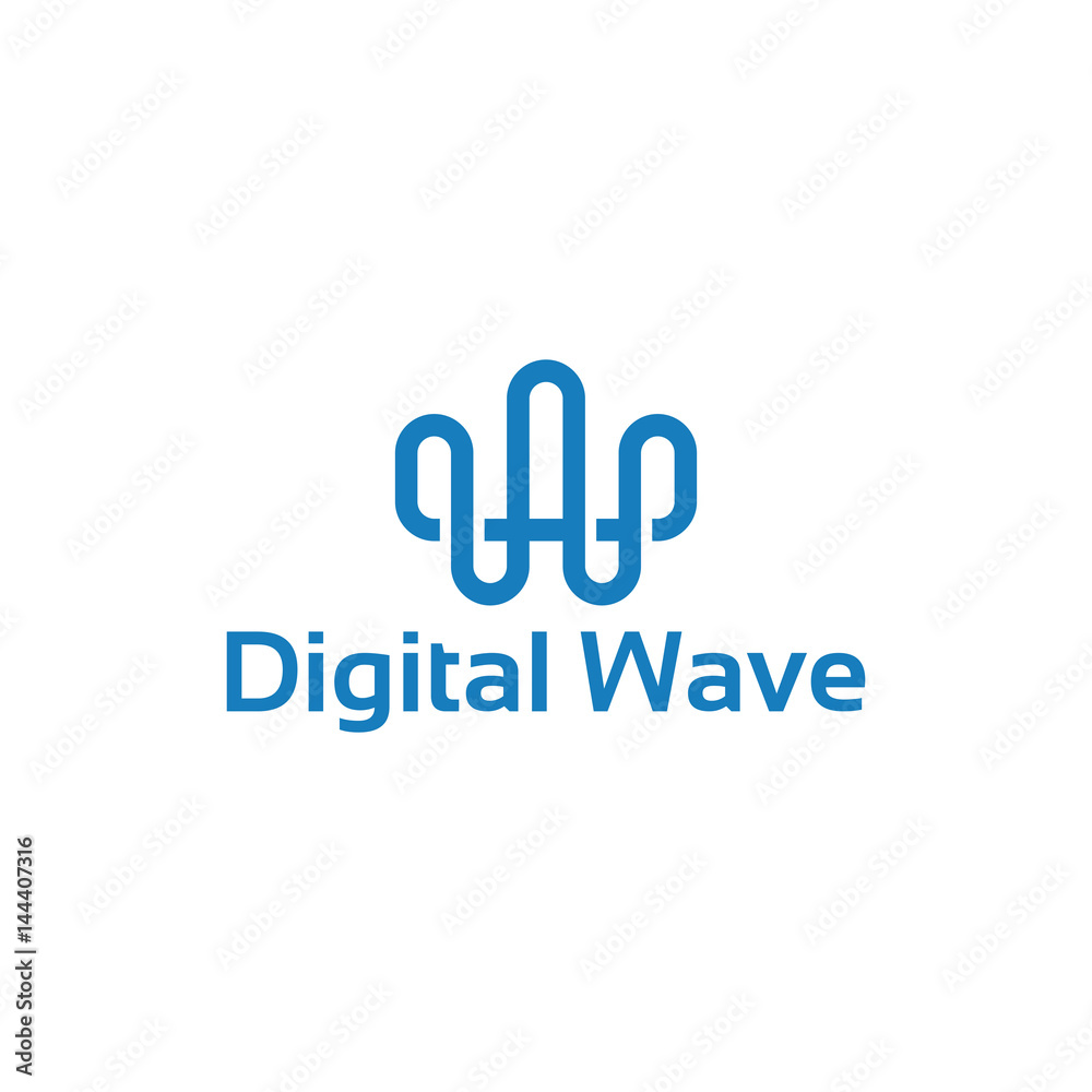 Digital Wave logo template designs, W iniital logo Stock Vector | Adobe ...