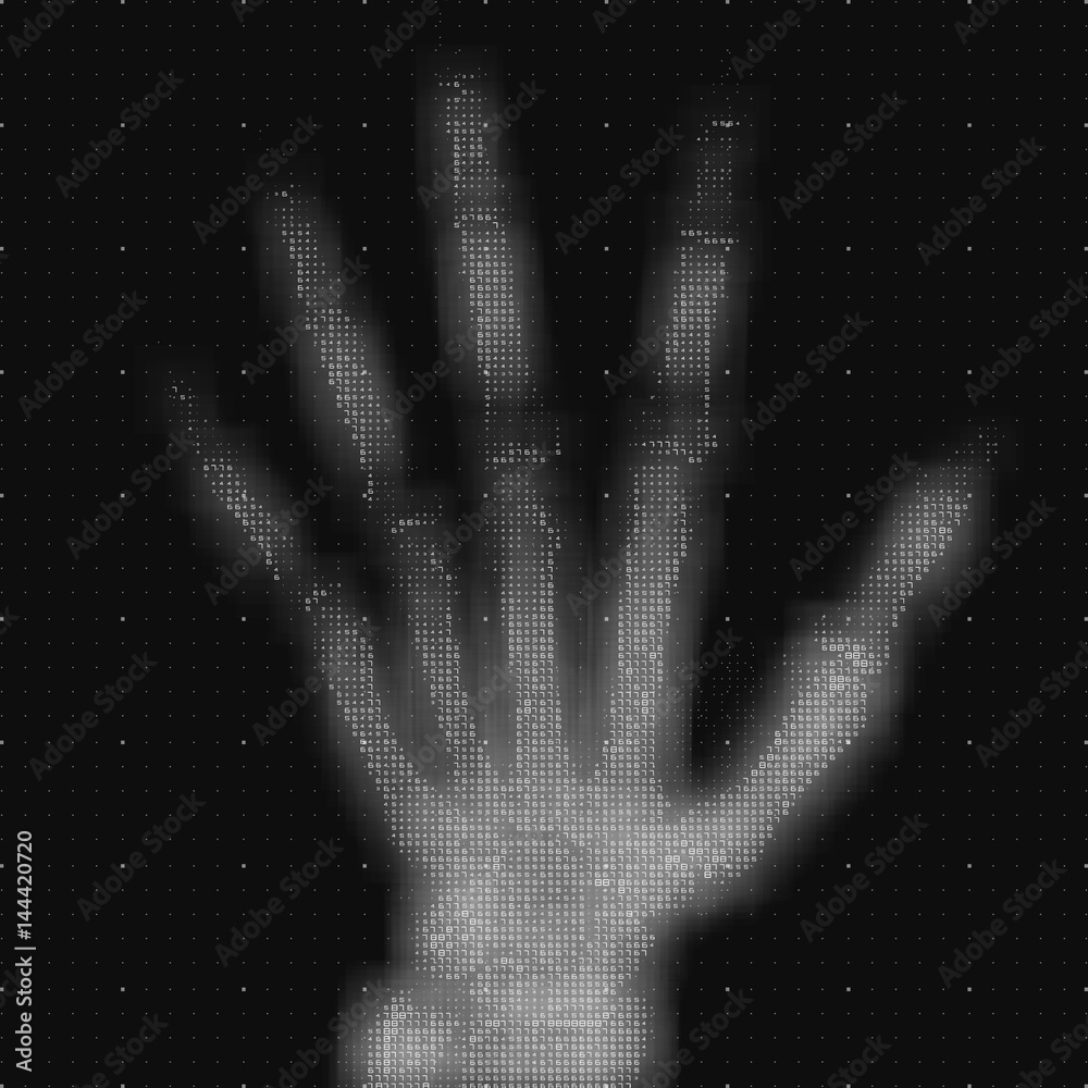 Vector grayscale abstract hand tomography analysis illustration ...