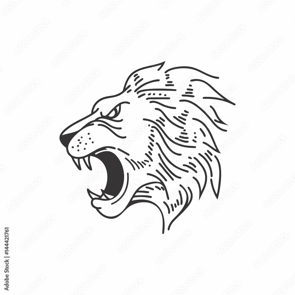 lion head icon logo line drawing Stock Vector | Adobe Stock