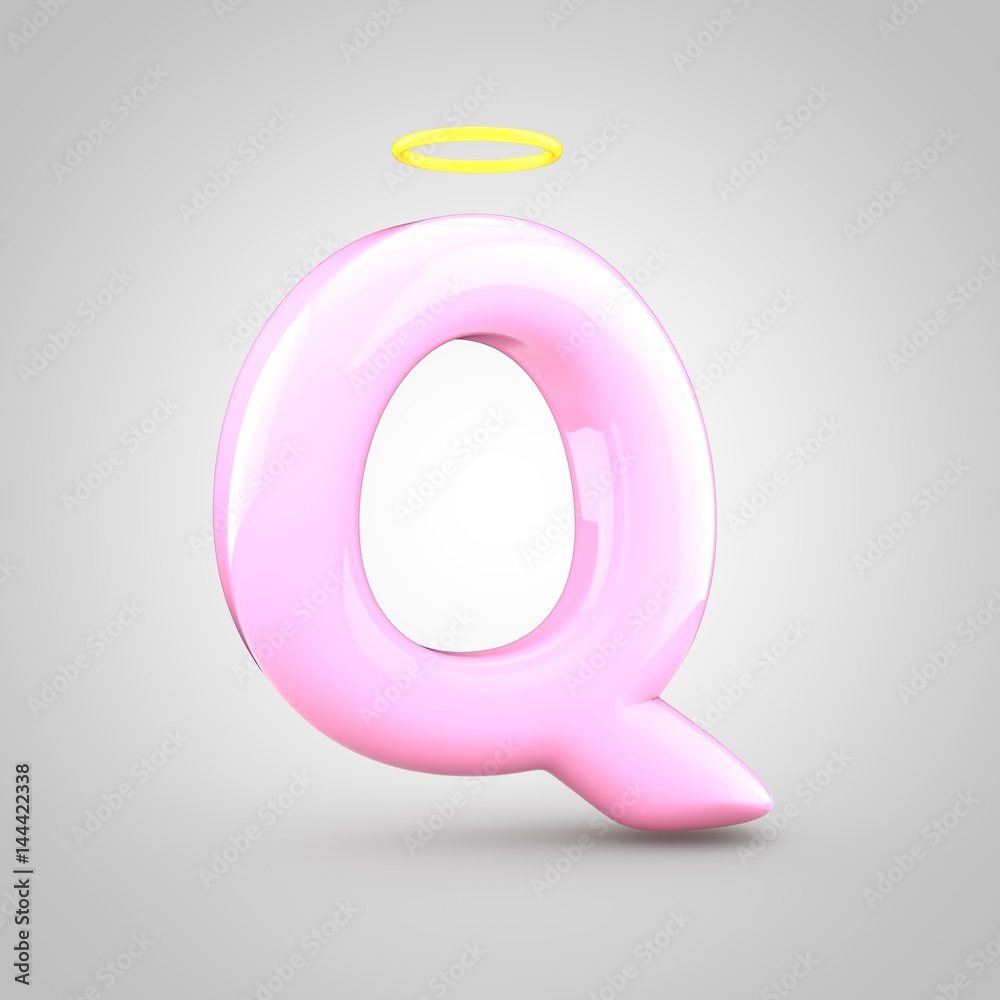Cute angelic pink letter Q uppercase with halo Stock Illustration ...
