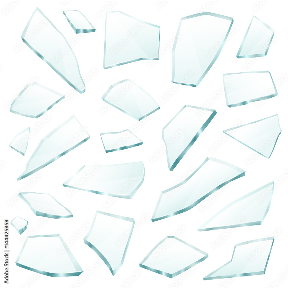 Broken Glass Fragments Shards Realistic Set Stock Vector | Adobe Stock