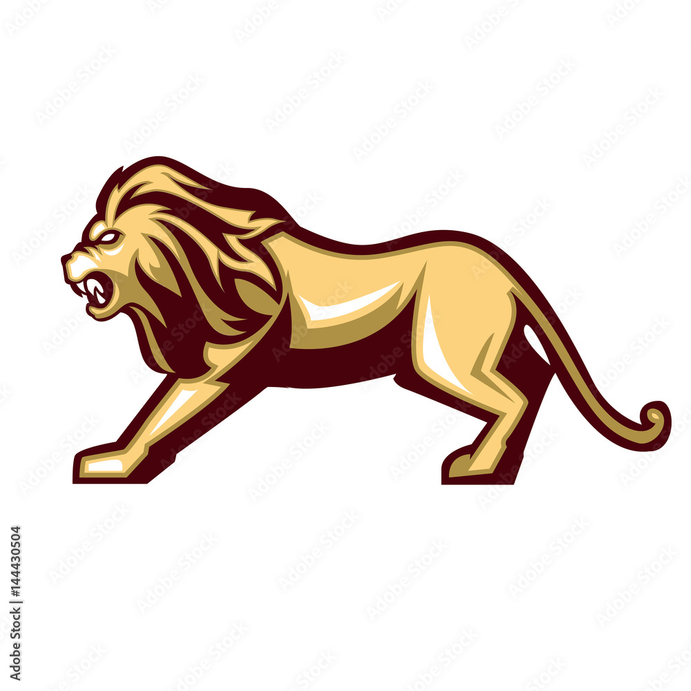 awesome lion vector mascot logo full body Stock Vector | Adobe Stock