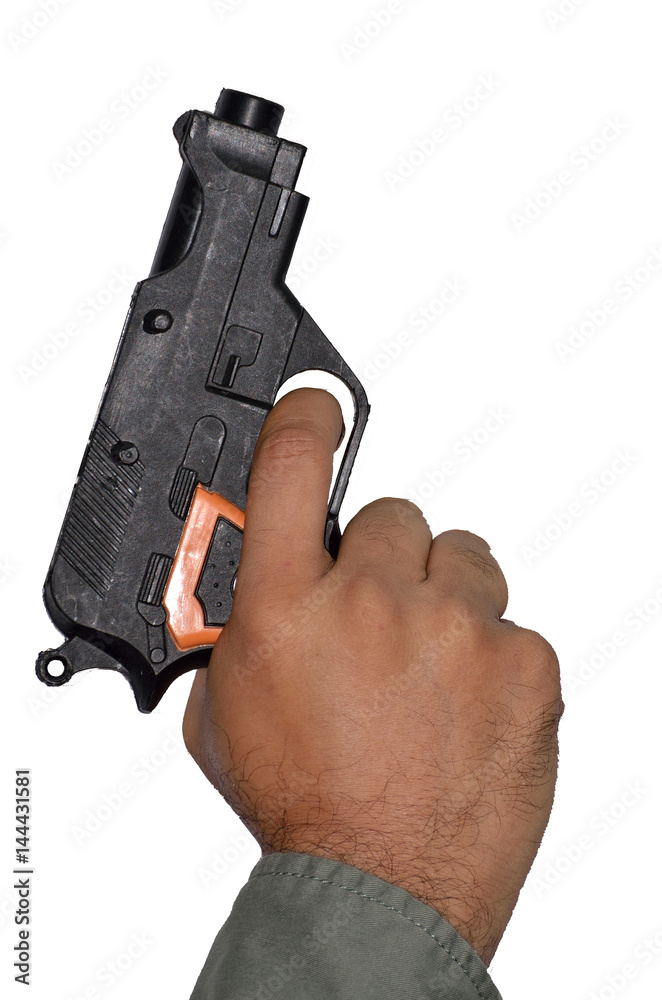 Hand holding gun Stock Photo | Adobe Stock