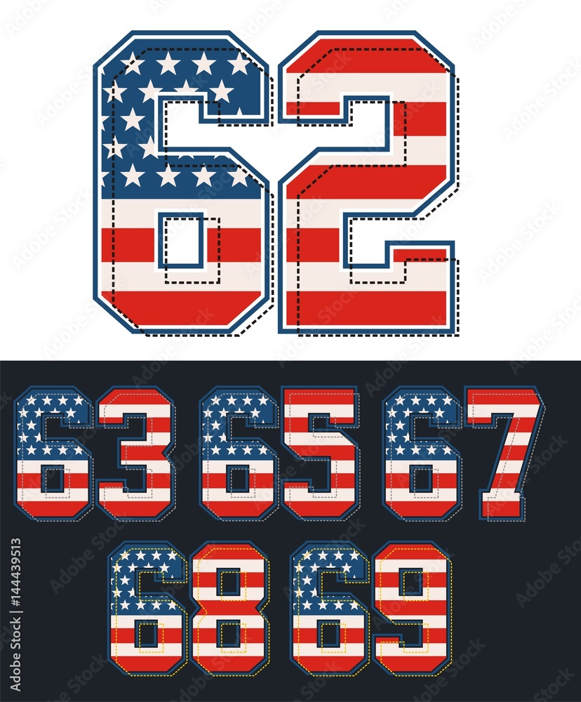 set Number Usa Flag, vector images are straight and smooth. Stock ...