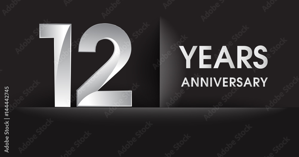 twelve years Anniversary celebration logo, flat design isolated on ...