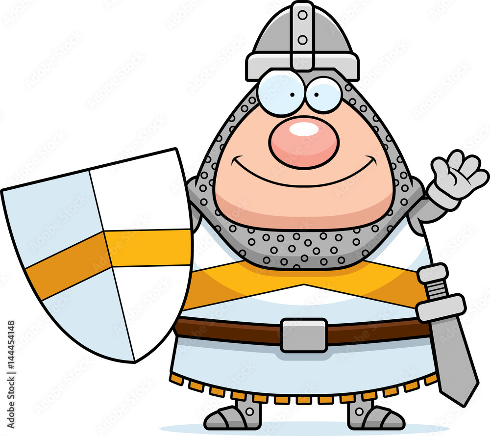 Waving Cartoon Knight Stock Vector | Adobe Stock