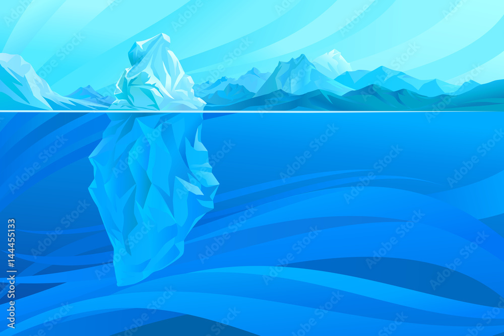 Ice berg in an ocean. Vector Illustration. Stock Vector | Adobe Stock