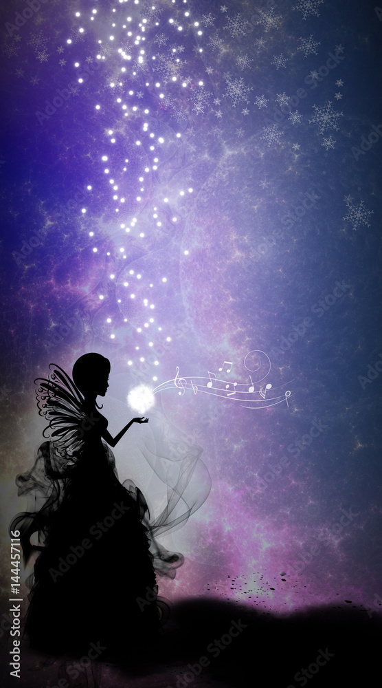 Music Fairy cartoon character in the real world silhouette art photo ...