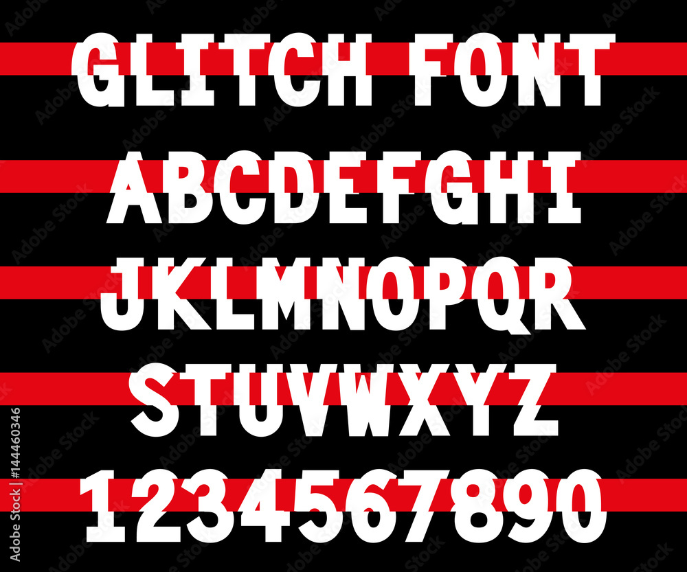 80s style VHS glitch font Stock Vector | Adobe Stock