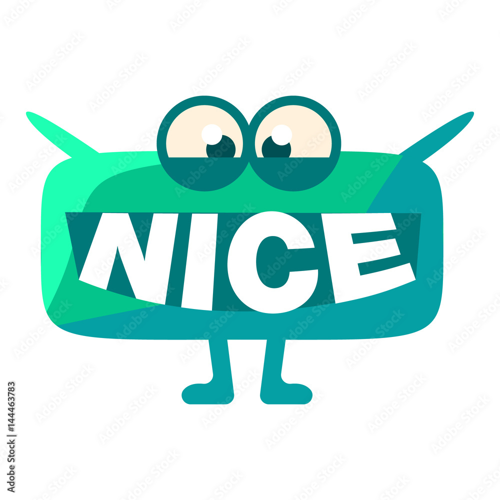Turquoise Blob Saying Nice, Cute Emoji Character With Word In The Mouth ...