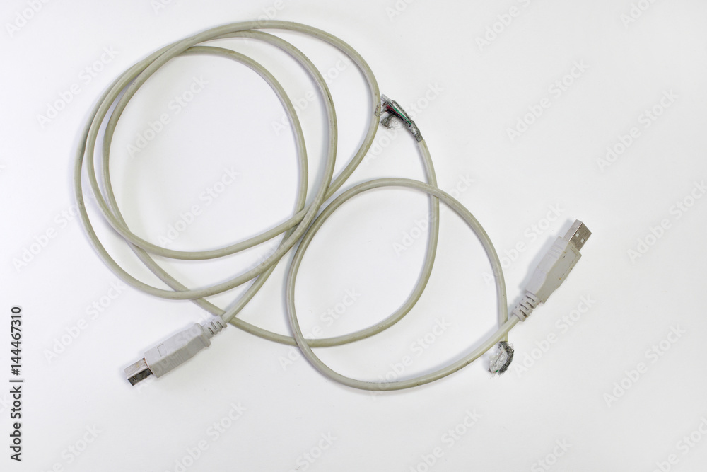 Ragged usb wire. USB-plugs Stock Photo | Adobe Stock