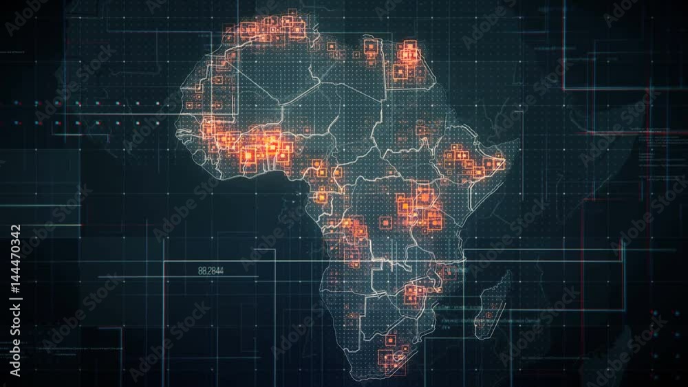 Black Africa Map with Lines Rollback Camera. Black Africa map with ...