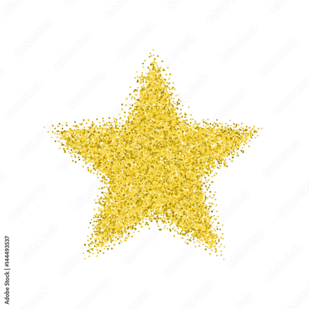 Glitter texture. Golden star. Isolated on white background. Stock ...
