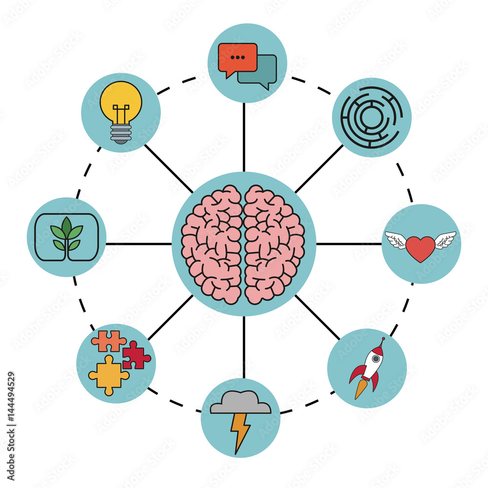 brain concept imagination mind processes vector illustration eps 10 ...