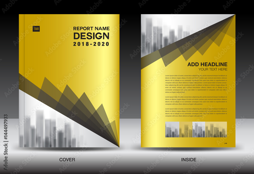 Business Brochure flyer templater, Gold cover design, annual report ...