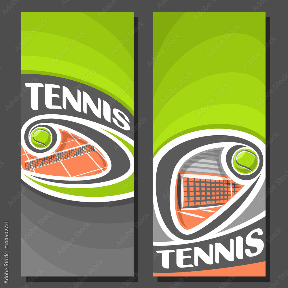 Vector vertical Banners for Tennis: 2 layouts for title text on tennis ...