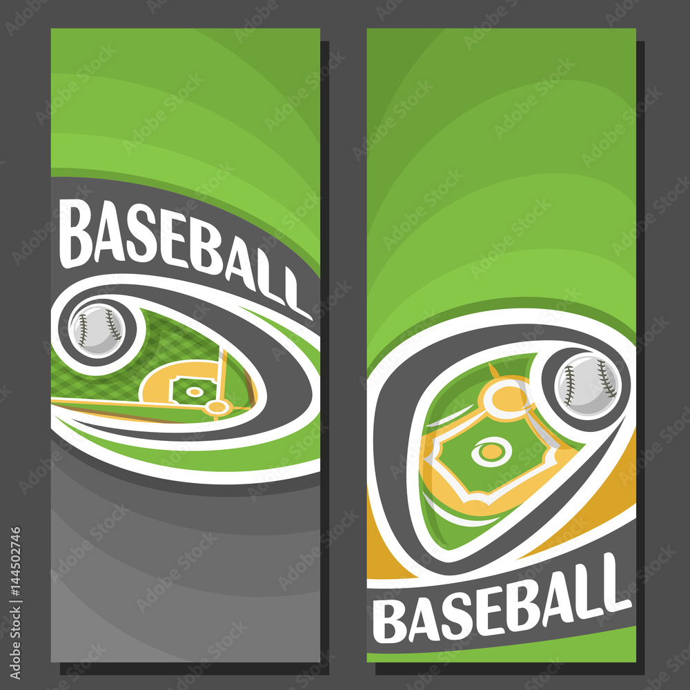 Vector vertical Banners for Baseball: 2 layouts for title on baseball ...