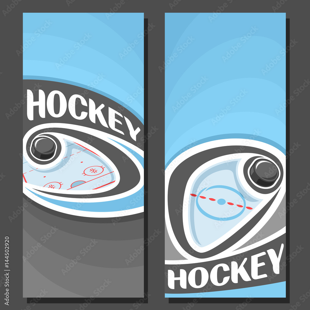 Vector vertical Banners for Ice Hockey: 2 layouts for title on hockey ...
