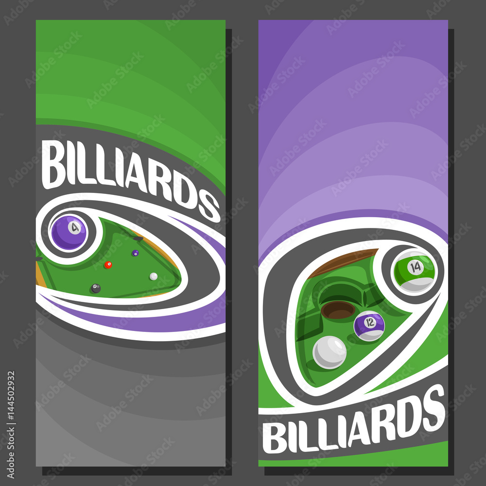 Vector vertical Banners for Billiards: 2 layouts for title text on ...
