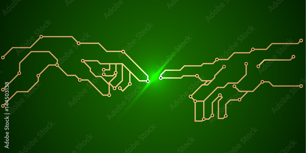 artificial intelligence, brain, circuit Board, conductors, pads, and ...