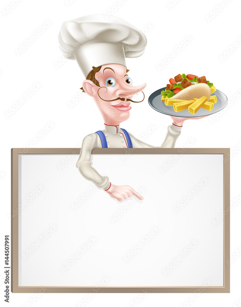 Cartoon Chef Kebab Signboard Stock Vector | Adobe Stock