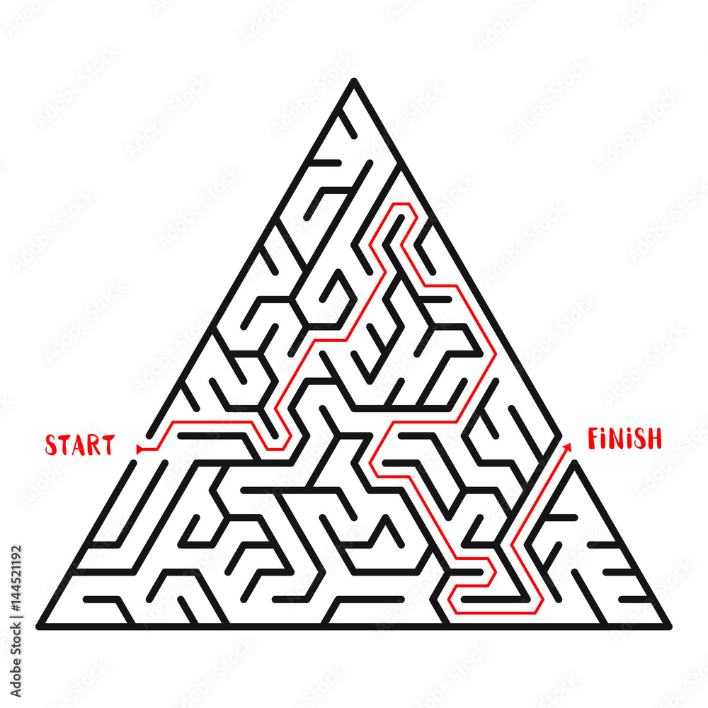 Triangular Maze Game background. Labyrinth with Entry and Exit. Vector Illustration. Stock ...