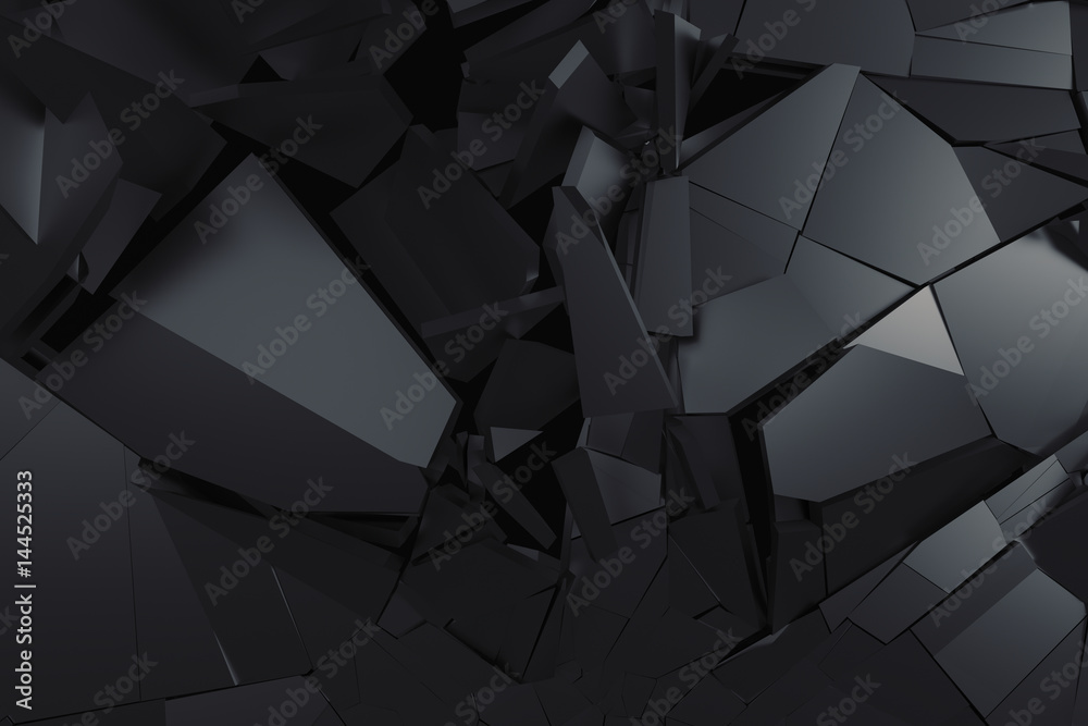 Abstract 3d rendering of cracked surface. Background with broken shape ...