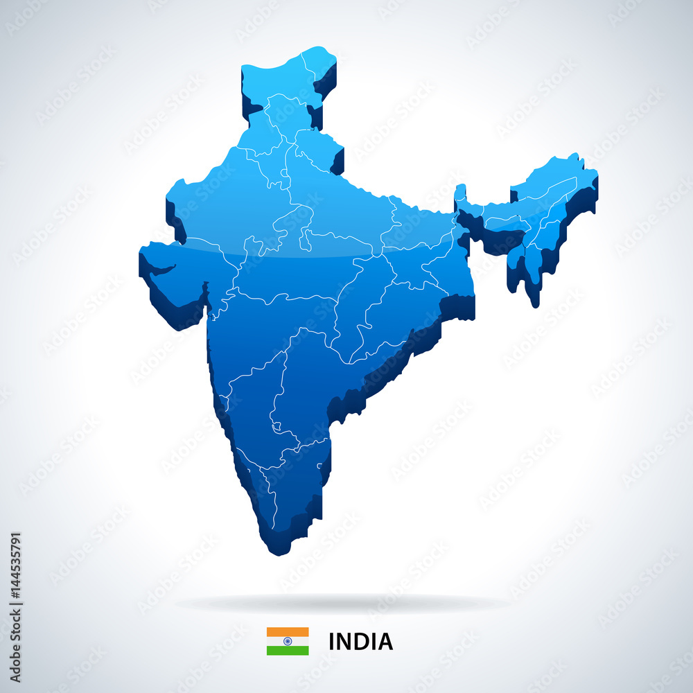 India - map and flag – illustration Stock Vector | Adobe Stock