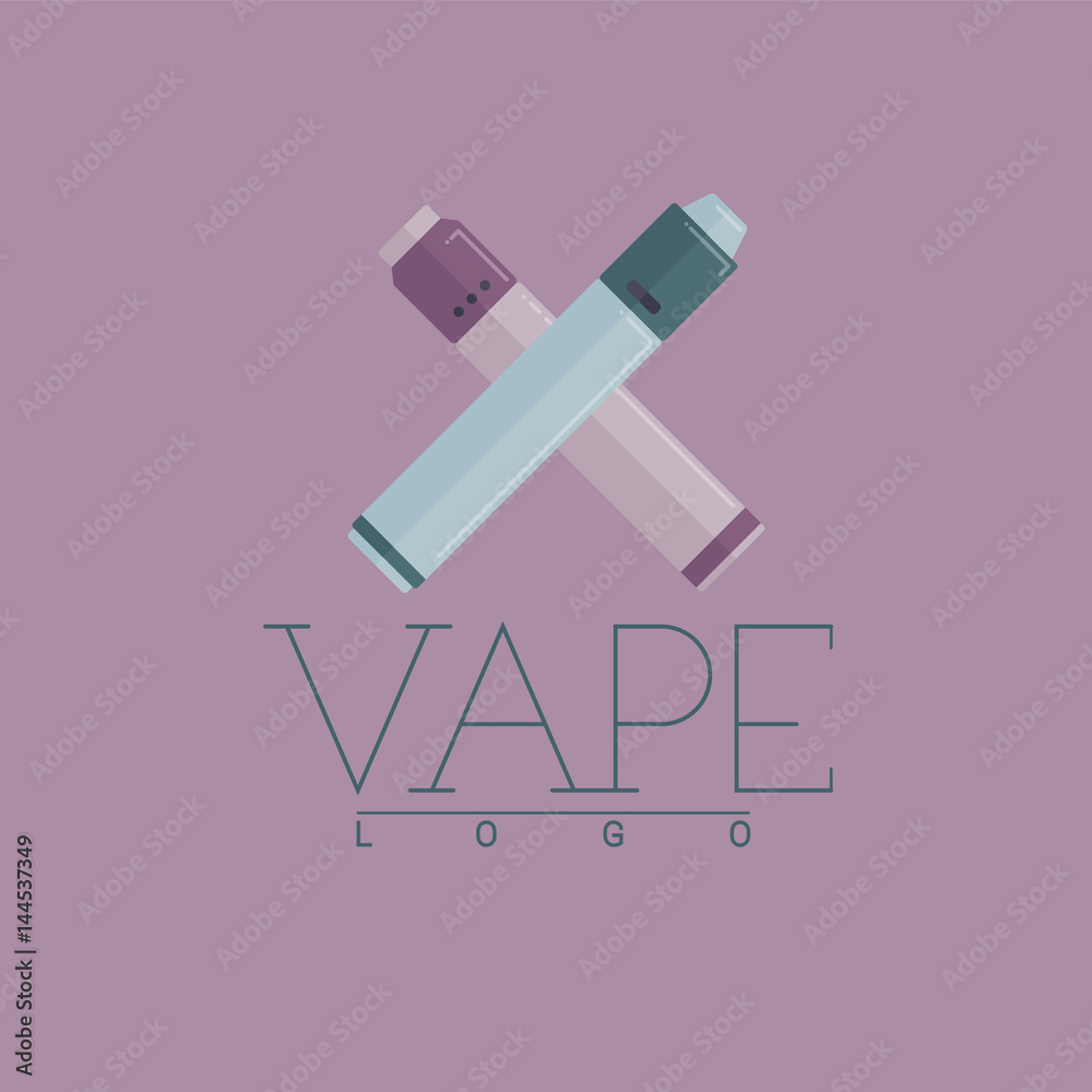 Vector vaping logo with two crossed mechanical modes. Colored flat ...