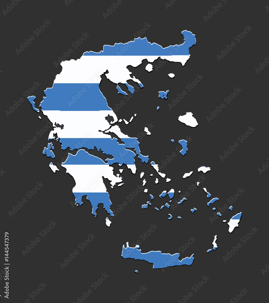 Greece map vector with the greek flag on dark background Stock Vector ...