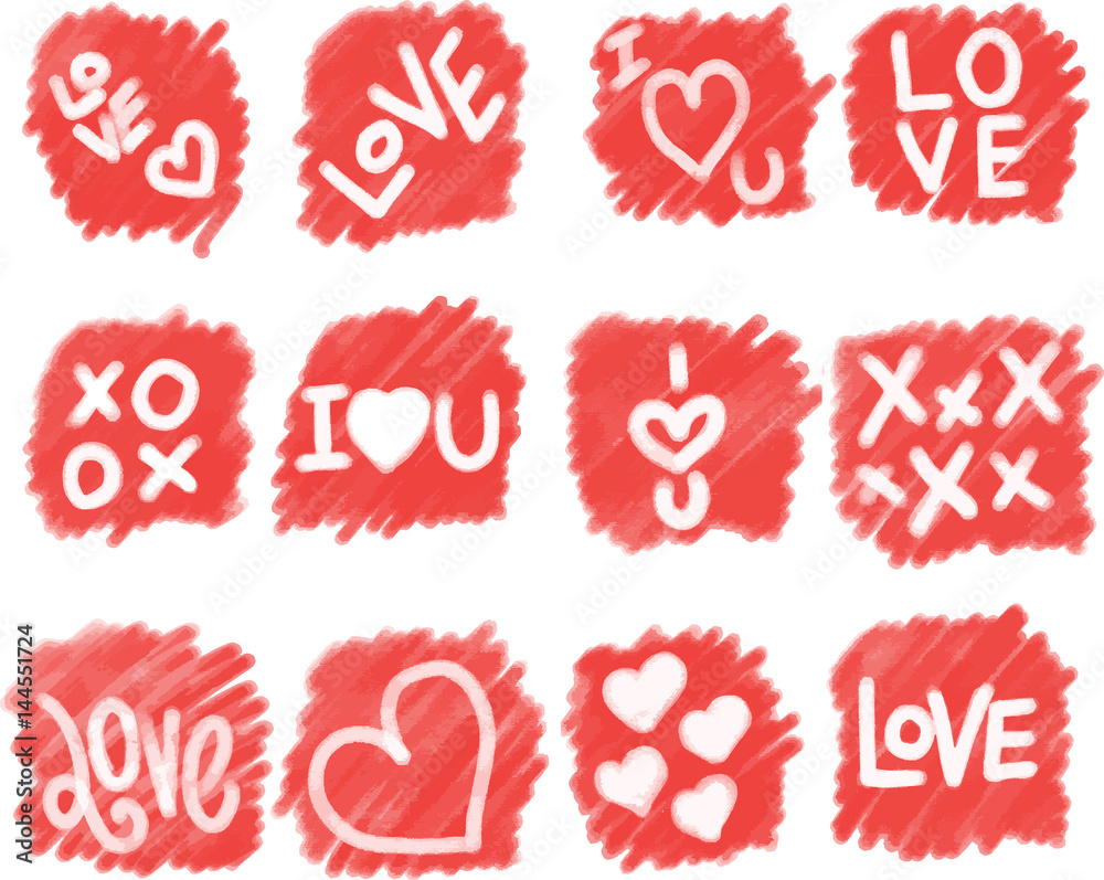 Square Shape Scribble Sketch Love Hearts Stock Vector | Adobe Stock