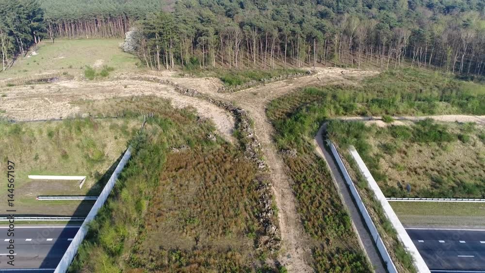 Aerial wildlife crossing also known as ecoduct or animal overpass is ...