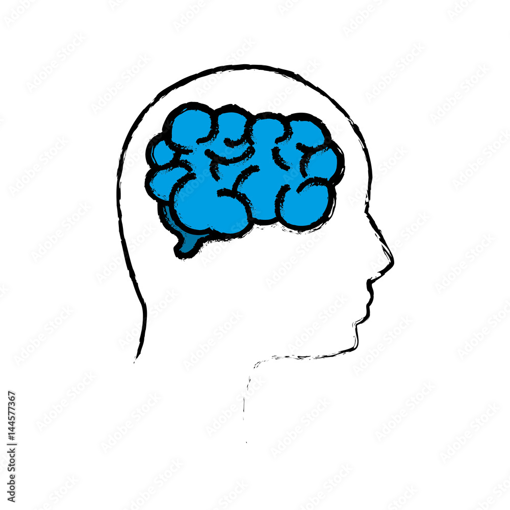 outline mental health person with brain Stock Vector | Adobe Stock