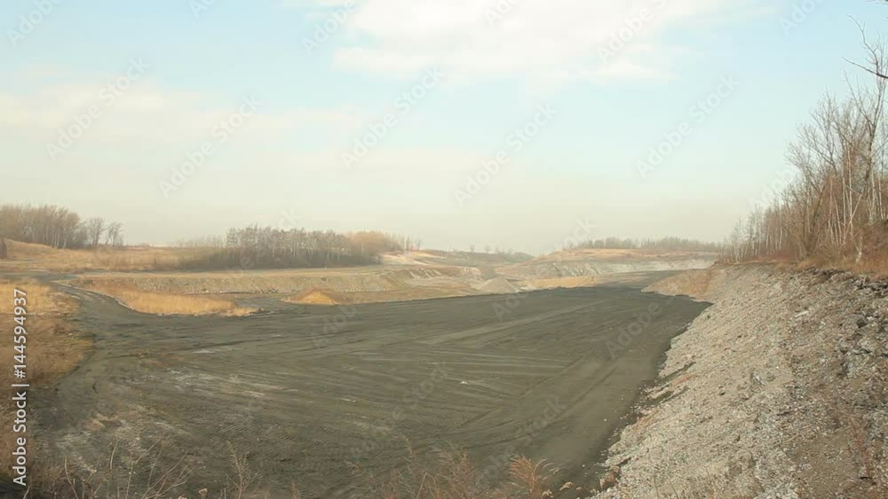 Waste from black coal mining, landfills and dumps, ash wasteland slow ...