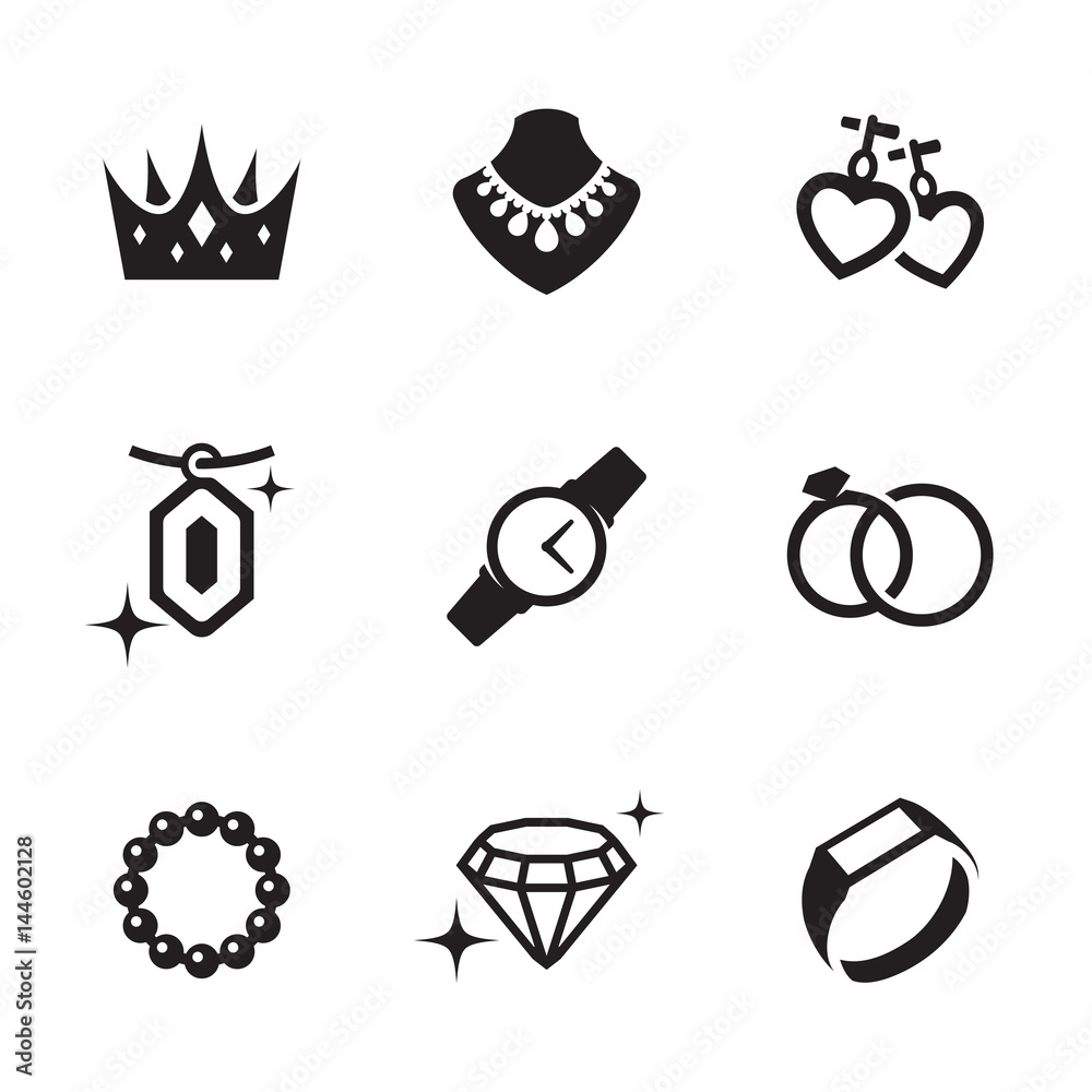 Jewelry icons set Stock Vector | Adobe Stock