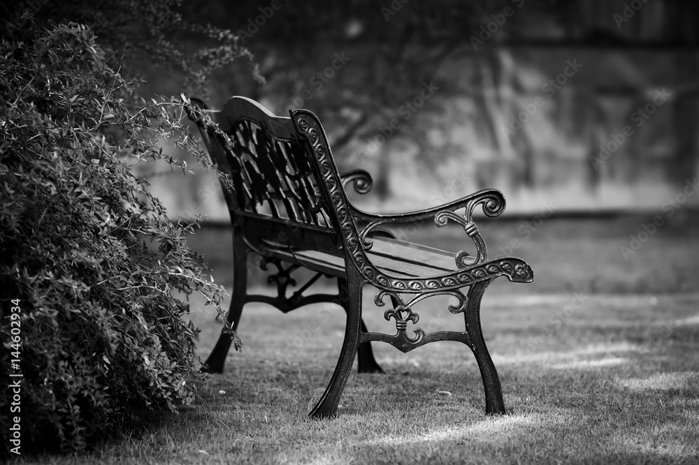 Park bench black white Stock Photo | Adobe Stock