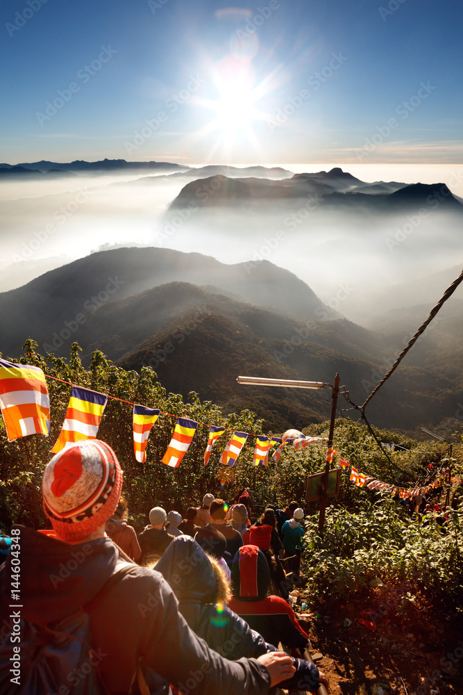 Sri Pada, Sri Lanka - 06 February, 2017: People tourists wait meet take ...