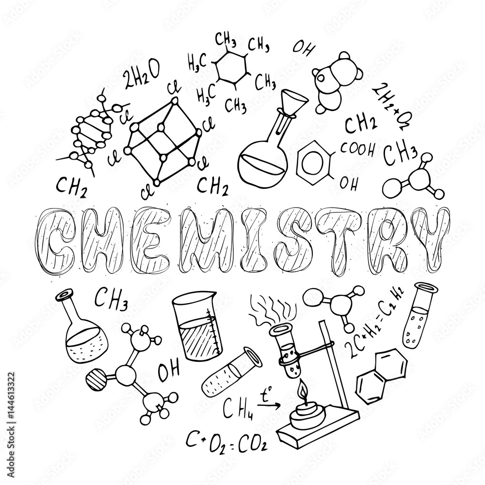 hand drawn chemistry vector illustration Stock Vector | Adobe Stock
