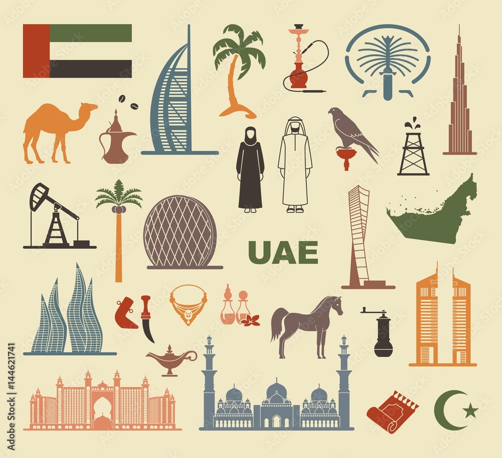 Set of icons United Arab Emirates Stock Vector | Adobe Stock