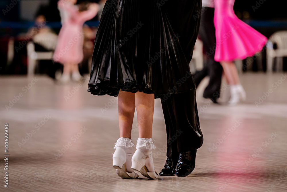 pair children athletes dancers on her toes dance flooring Stock Photo ...