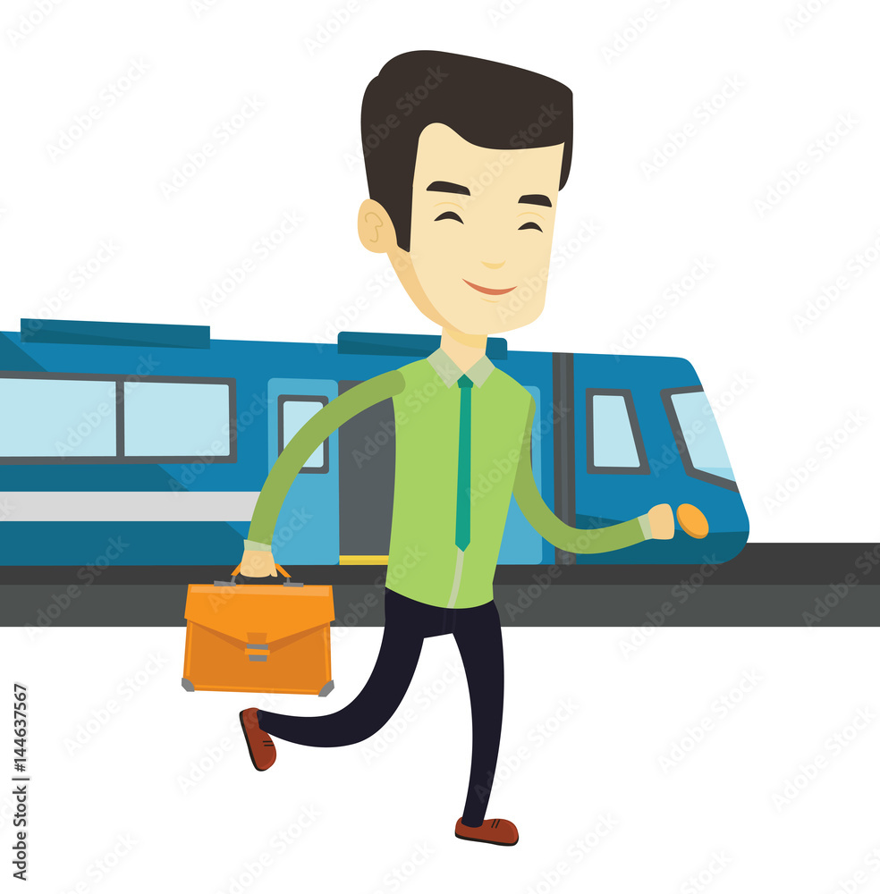 Vecteur Stock Business man at train station vector illustration | Adobe ...